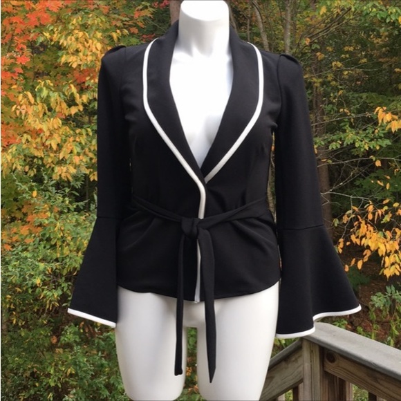 Bar III | Jackets & Coats | Bar Iii Black Bell Sleeve Jacket With White ...